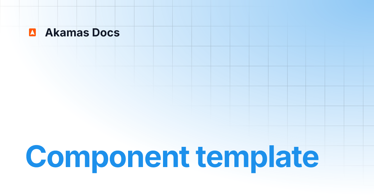 Component Template Akamas Docs